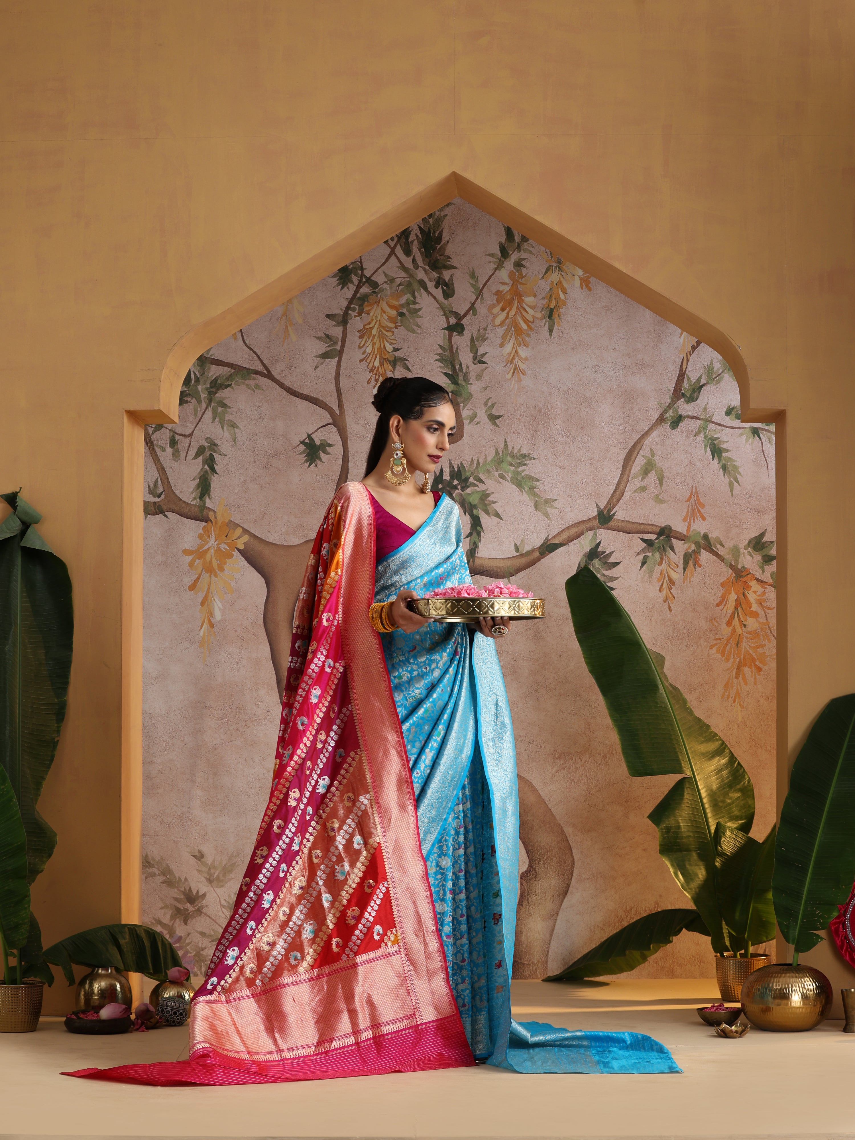 Handloom Banarasi Rangkat Katan Silk Elephant Dupatta – Khinkhwab