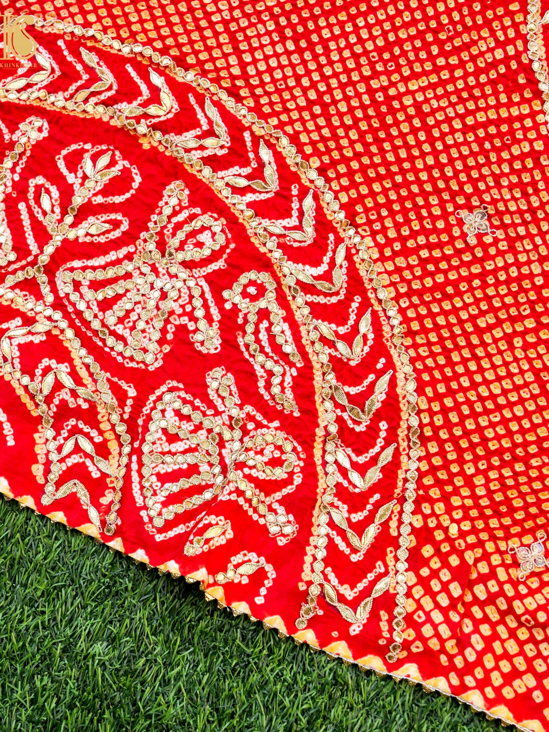Gajji Silk Bandhani Gotta Patti Work Dupatta – Khinkhwab
