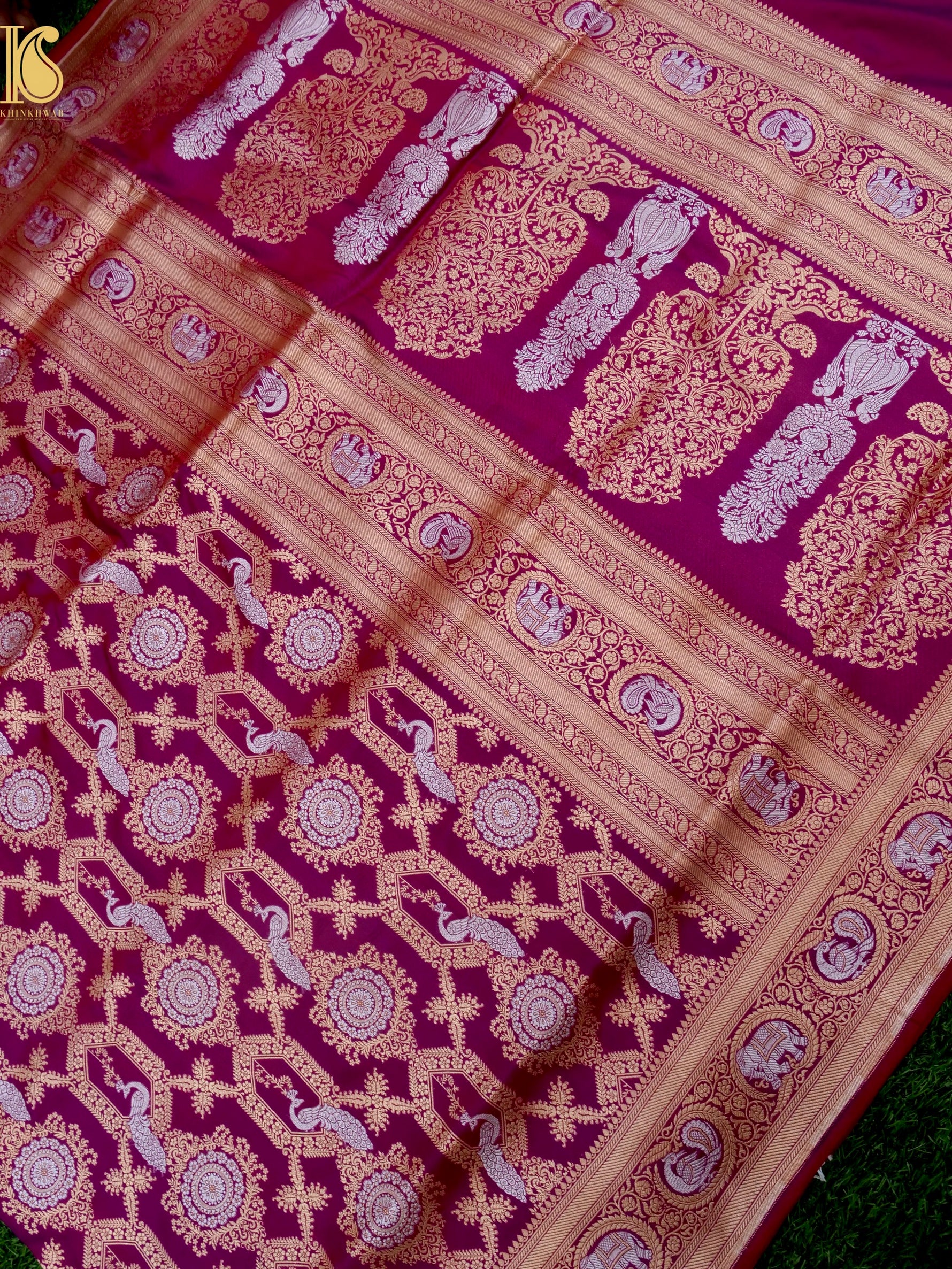 Handloom Pure Katan Silk Shikargah Banarasi Saree – Khinkhwab