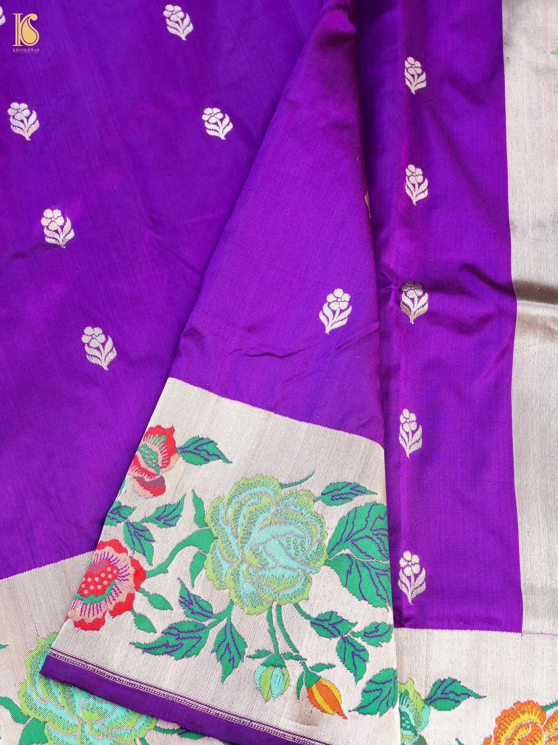 Handloom Banarasi Katan Silk Kadwa Border Saree – Khinkhwab