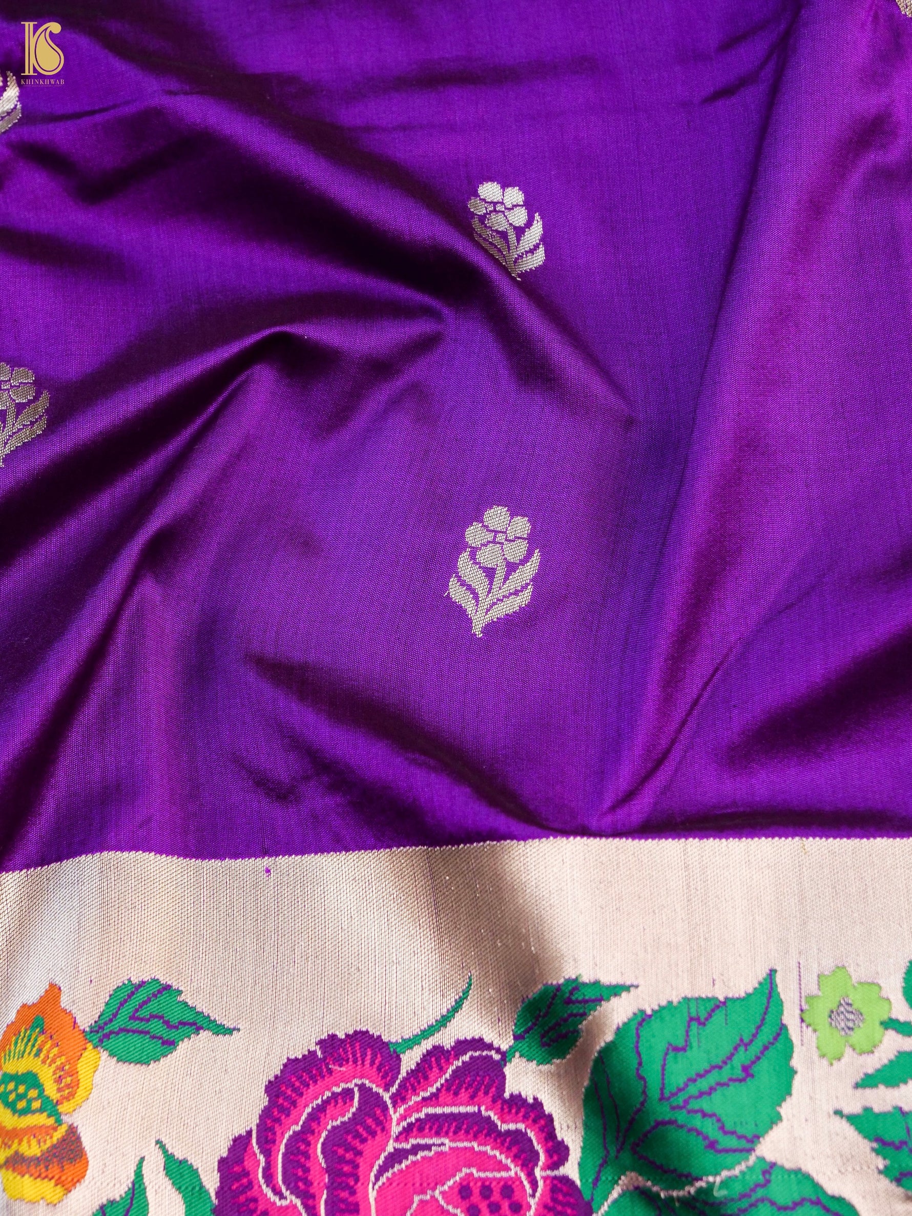 Handloom Banarasi Katan Silk Kadwa Border Saree – Khinkhwab