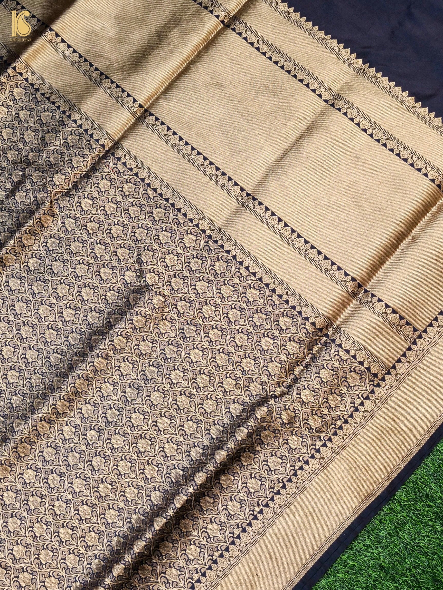 Handloom Banarasi Katan Silk Zari Tanchoi Saree – Khinkhwab
