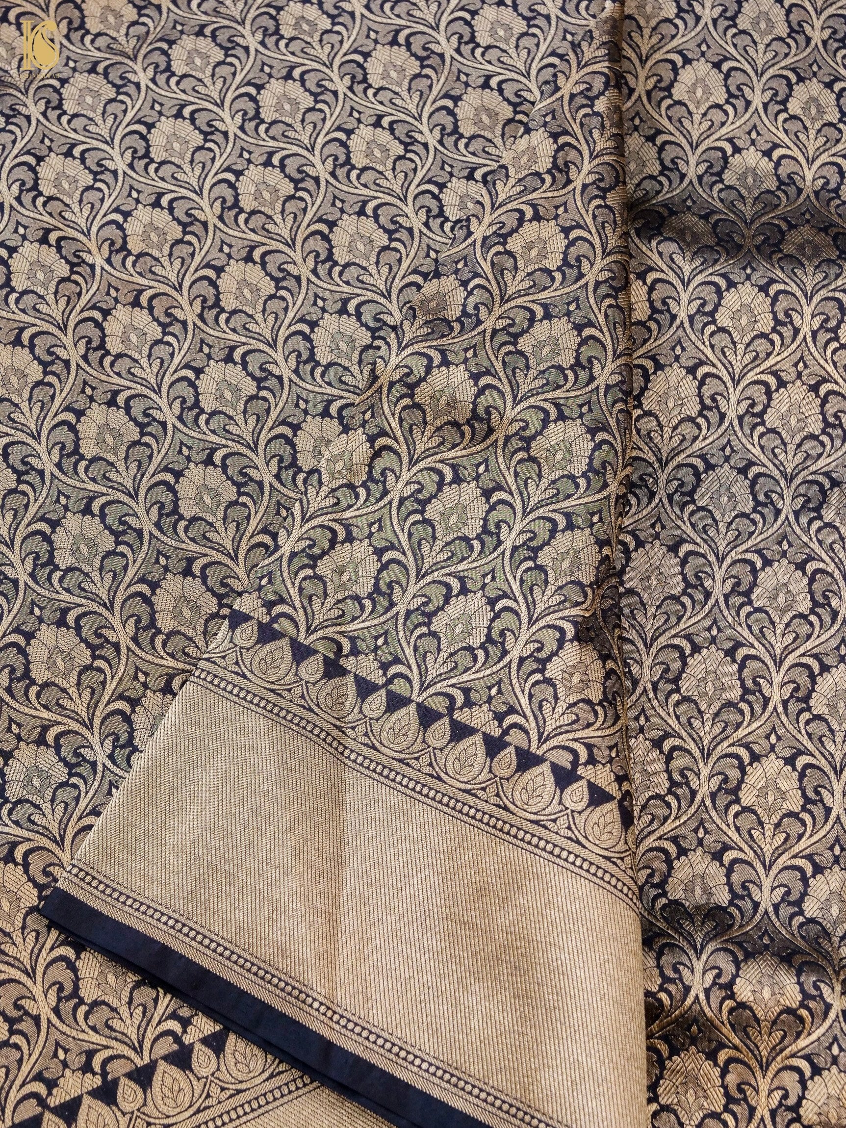 Handloom Banarasi Katan Silk Zari Tanchoi Saree – Khinkhwab