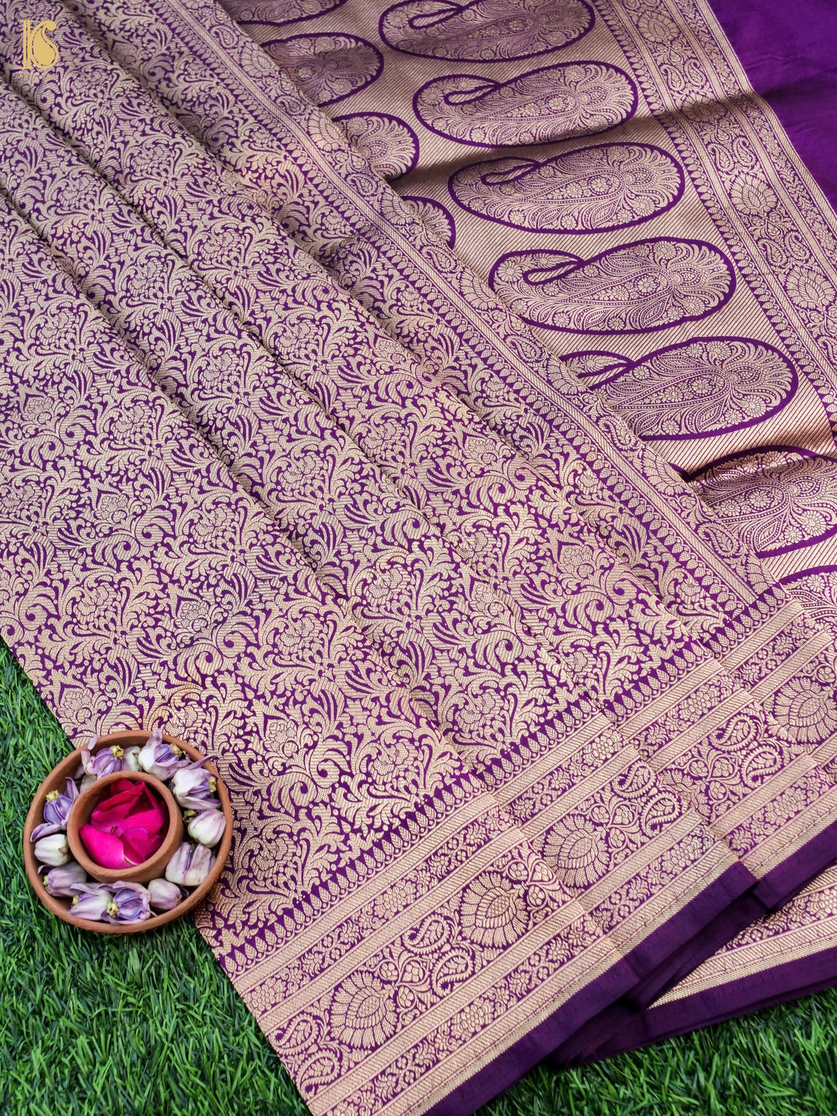 Handloom Banarasi Katan Silk Zari Tanchoi Saree – Khinkhwab