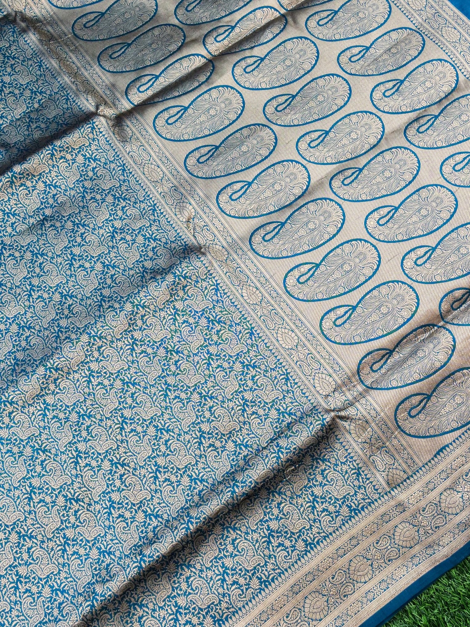 Handloom Banarasi Katan Silk Zari Tanchoi Saree – Khinkhwab