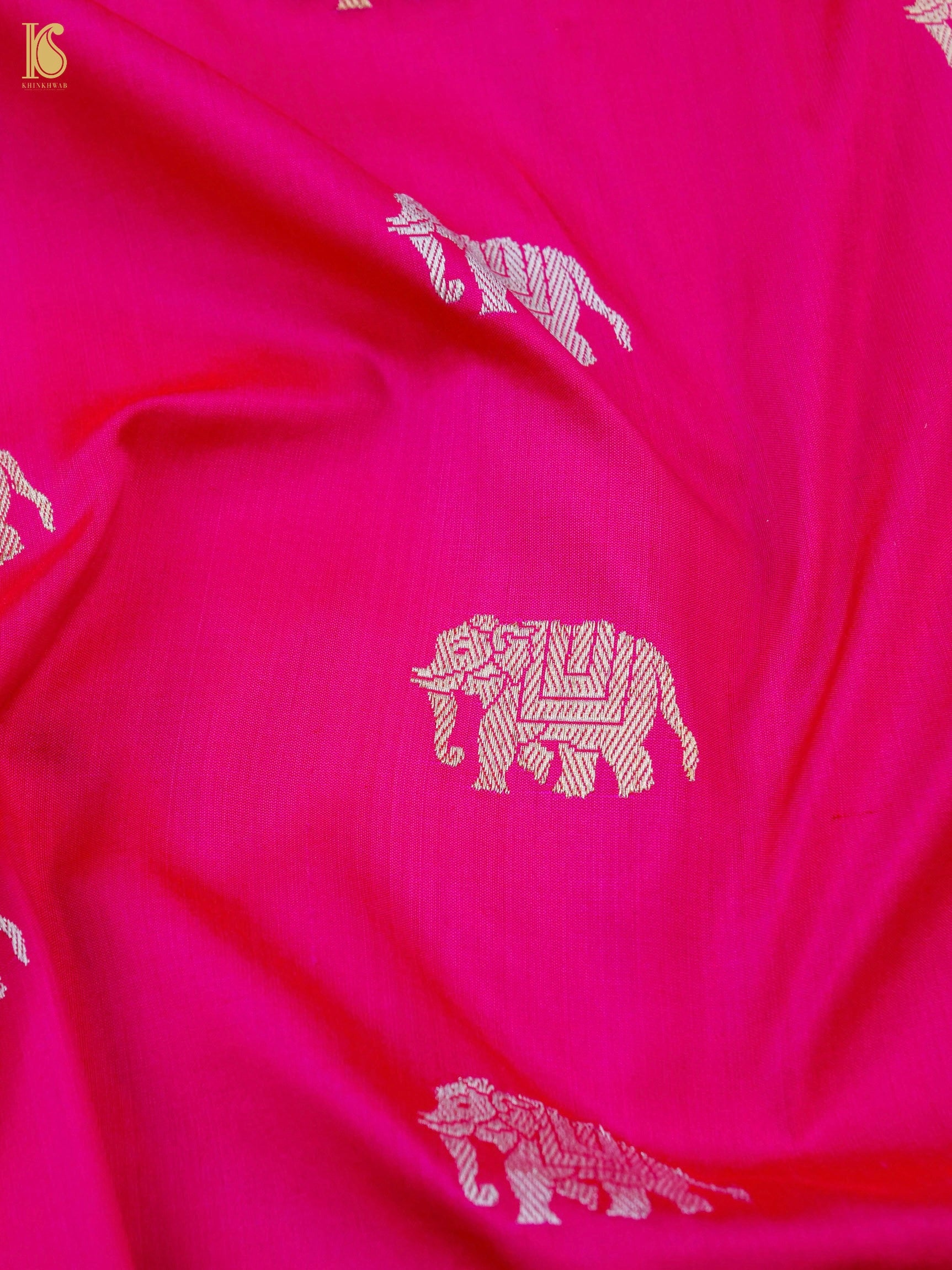 Handloom Banarasi Katan Silk Shikargah Elephant Saree – Khinkhwab