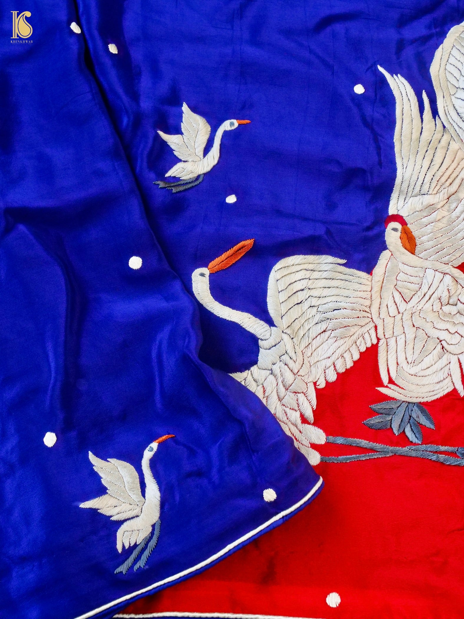 Parsi Gara Pure Crepe Crane Saree – Khinkhwab