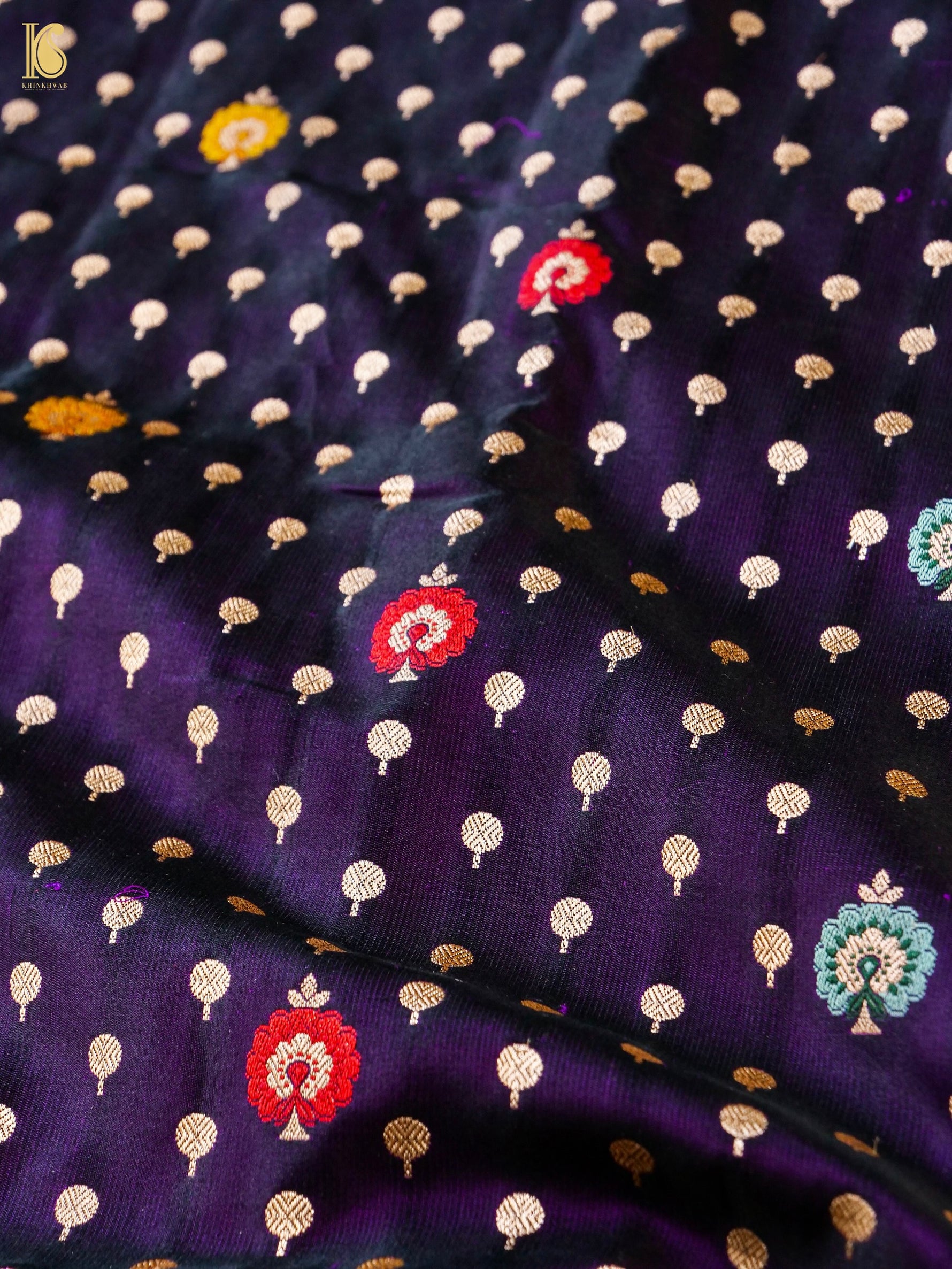 Banarasi Handloom Pure Katan Silk Saree with Tilfi Border – Khinkhwab