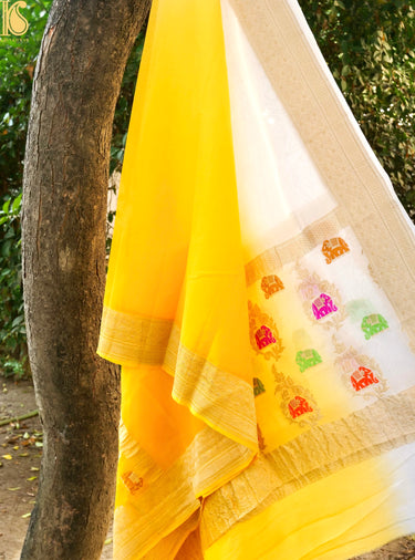 Handloom Georgette Banarasi Elephant Dupatta – Khinkhwab