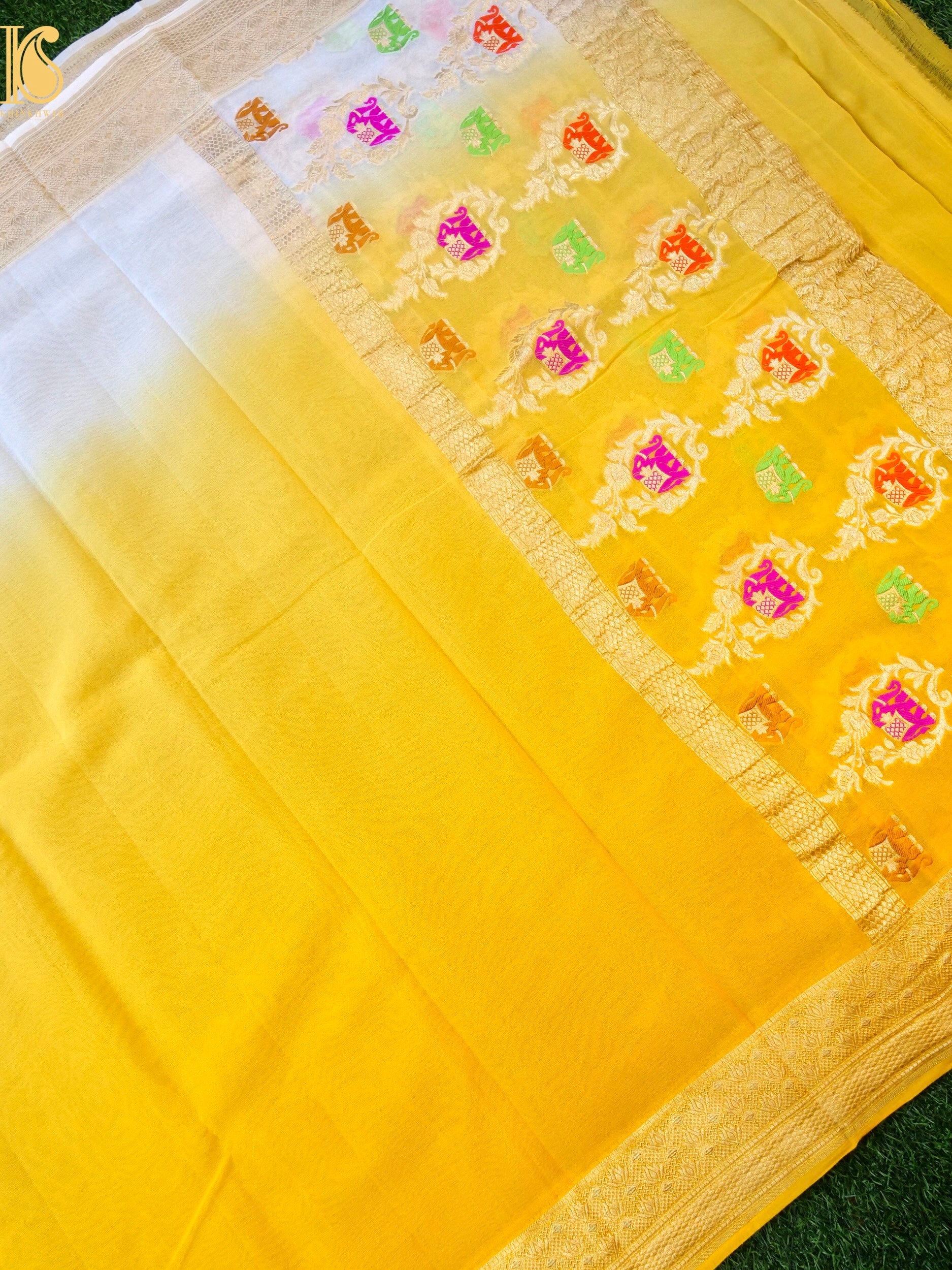 Handloom Georgette Banarasi Elephant Dupatta – Khinkhwab