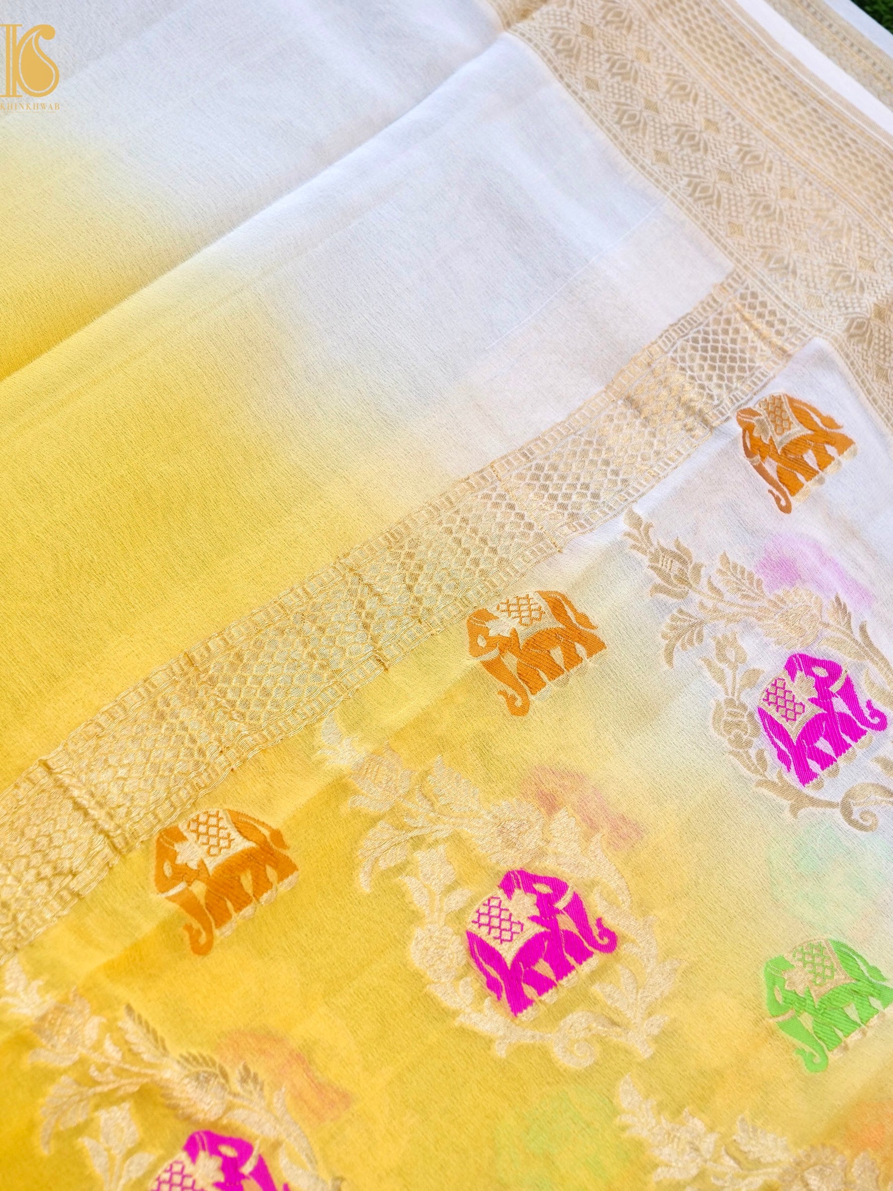 Handloom Georgette Banarasi Elephant Dupatta – Khinkhwab