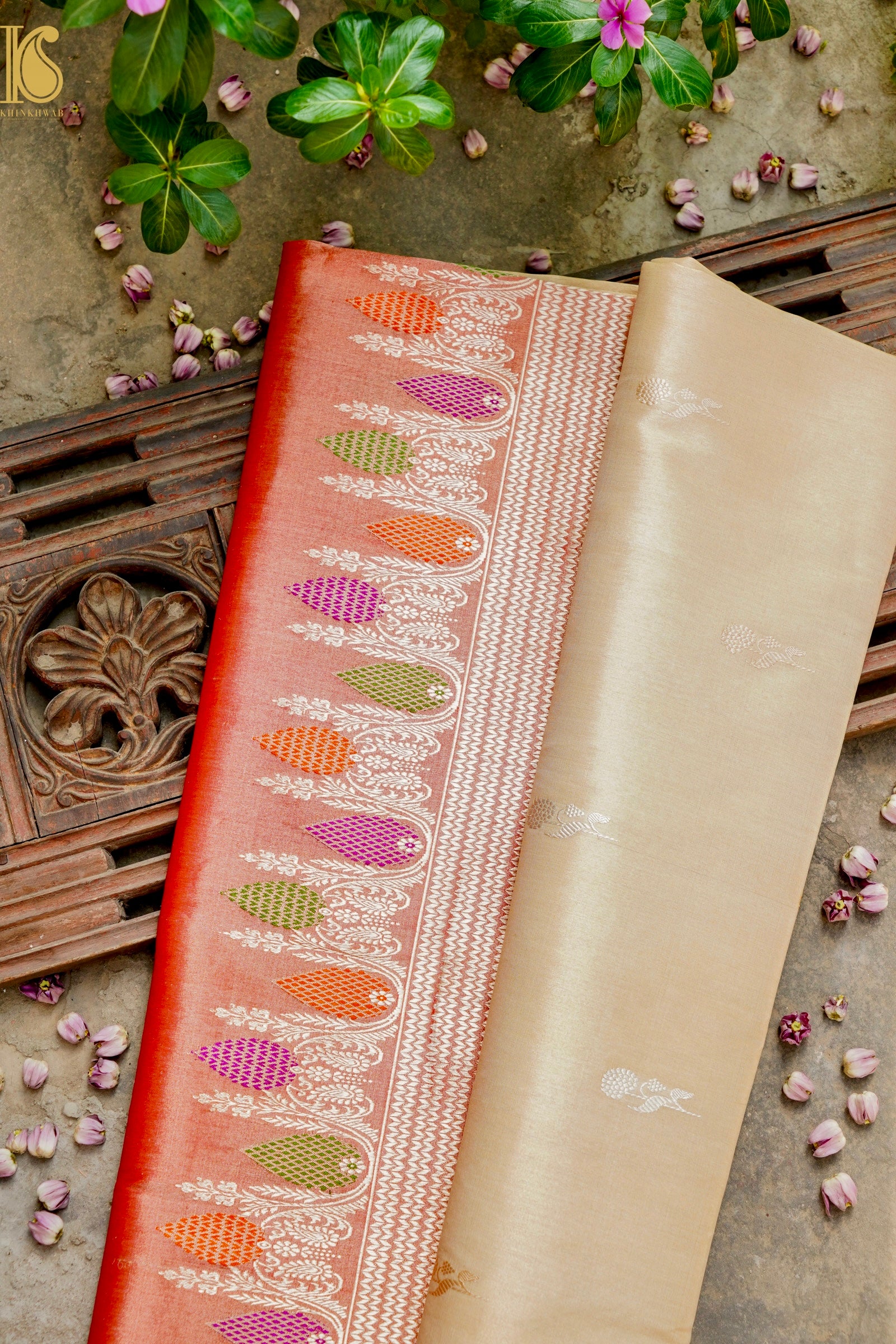 Pure Banarasi Silk by Tissue Saree with Kadwa Border – Khinkhwab