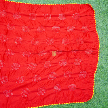 Red Pure Gajji Silk Handwoven Bandhani Blouse Fabric – Khinkhwab