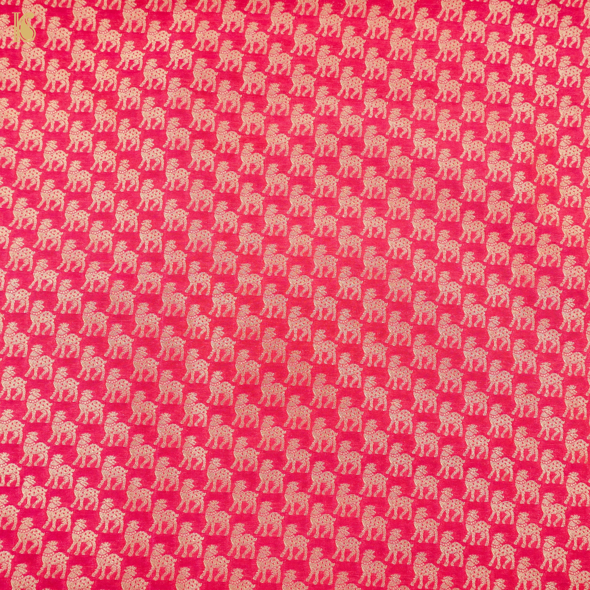 Radical Red Banarasi Semi Silk Fabric – Khinkhwab